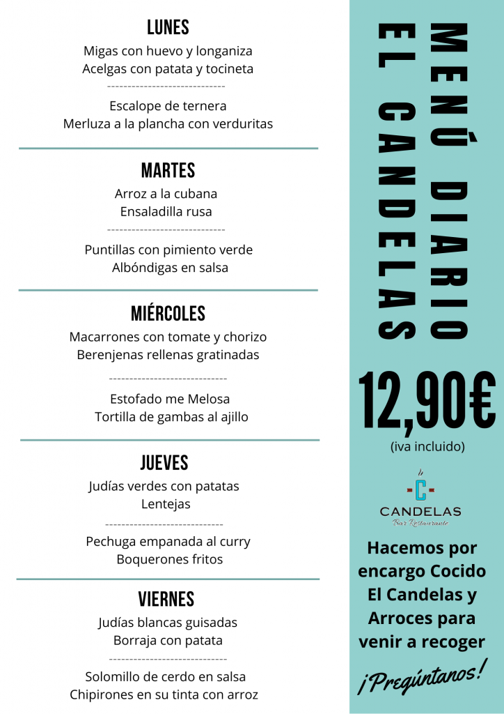 Menú del día y carta en EL CANDELAS